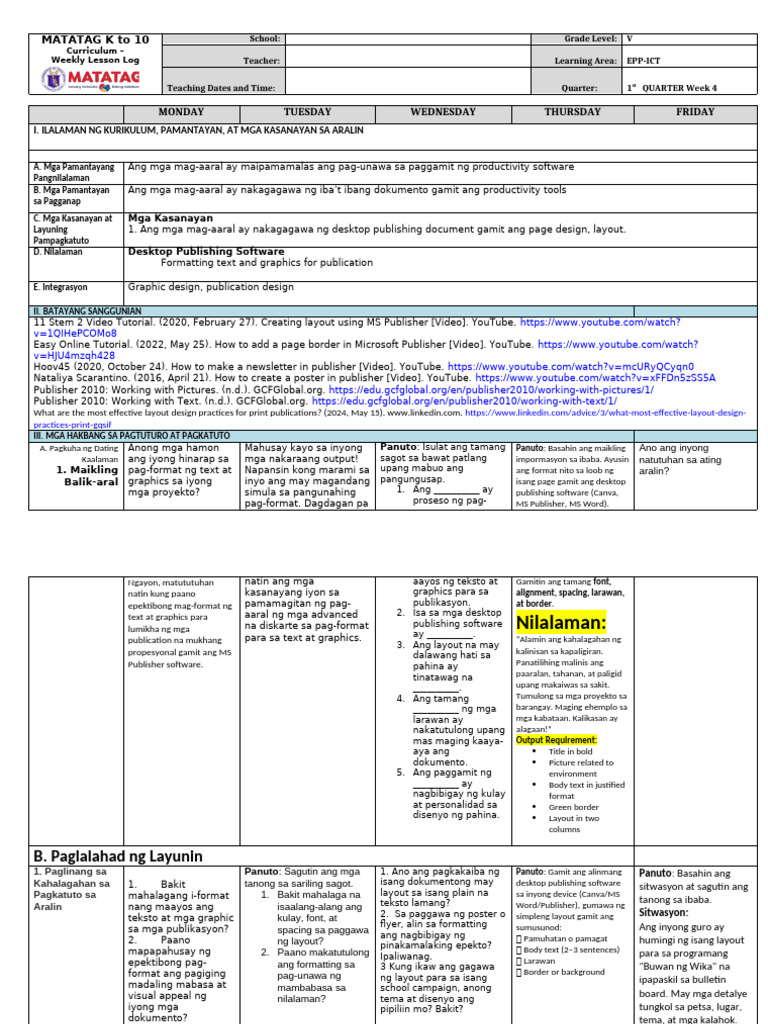 DLL - Epp Ict 5 - q1 w4 | PDF