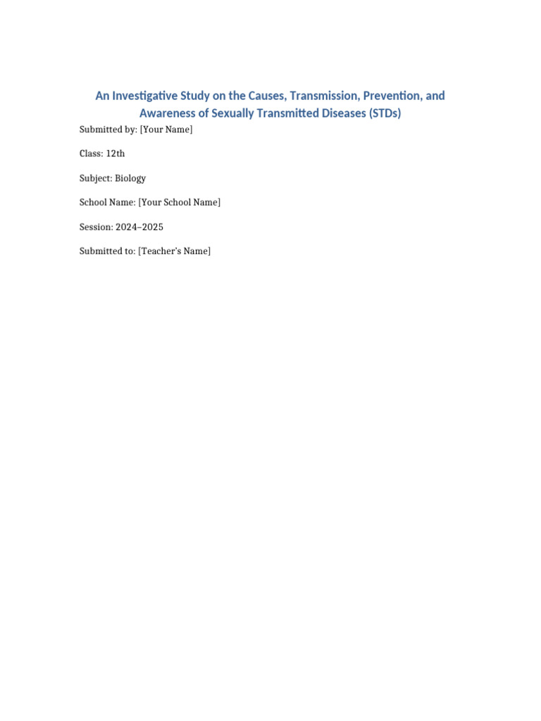 STD Awareness and Prevention Study | PDF | Sexually Transmitted ...