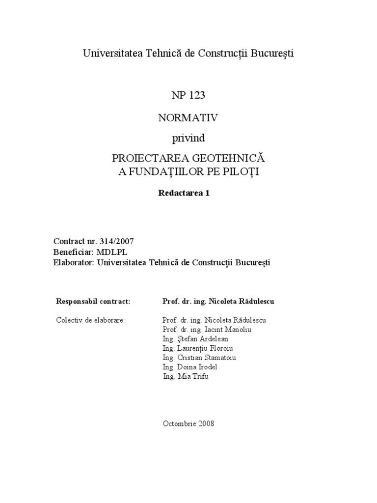 Normativ Piloti NP 123 2009 | PDF