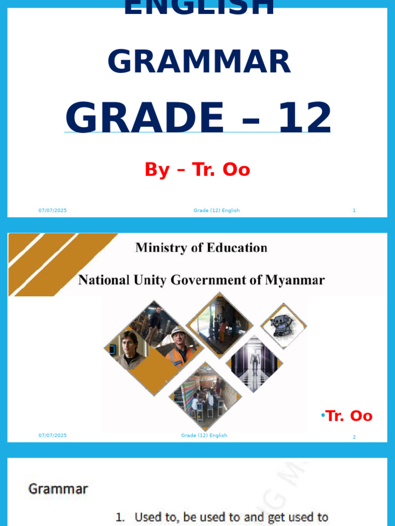 Grade 12 English Grammar: Used To | PDF