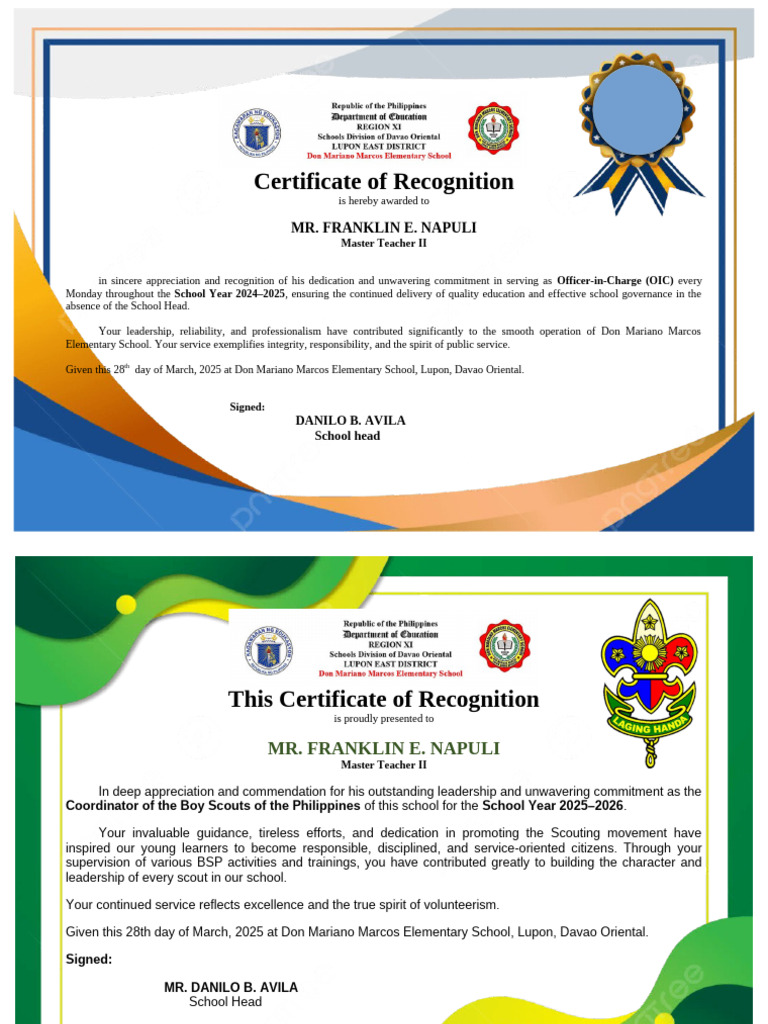 Recognition of OIC Service and Leadership | PDF