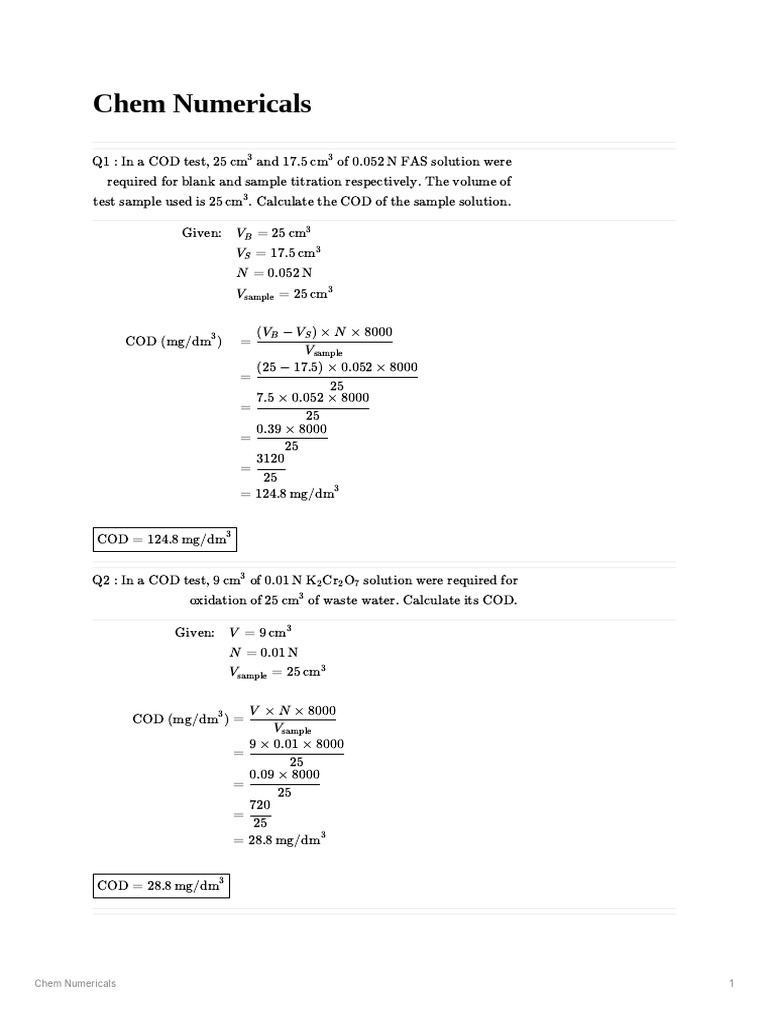 Chem Numericals | PDF | Chemical Process Engineering | Chemical Compounds