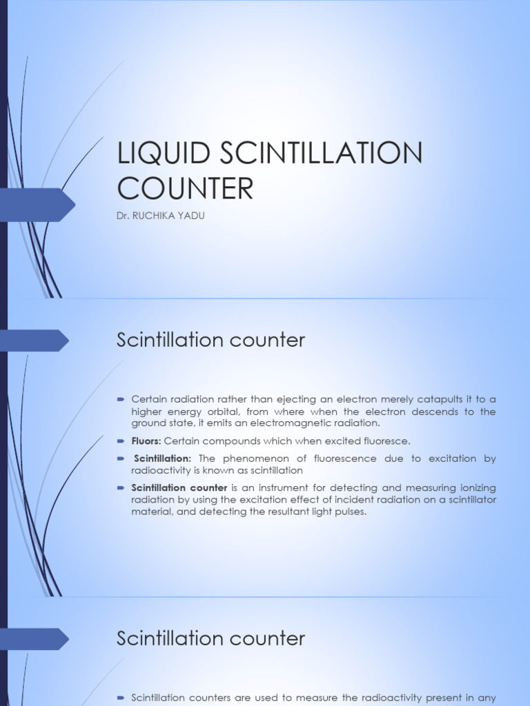 Liquid Scintillation Counter | PDF | Radiation | Emission Spectrum