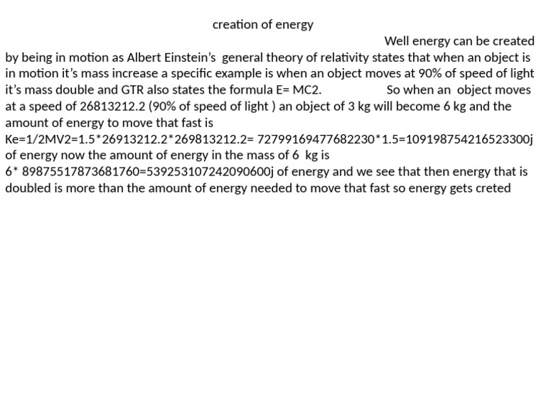 Energy Creation Through Motion | PDF