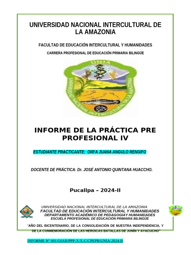 INFORME DE PRACTICA ORFA ANGULO 2024 - 2 Kuso Chico | PDF | Salón de ...