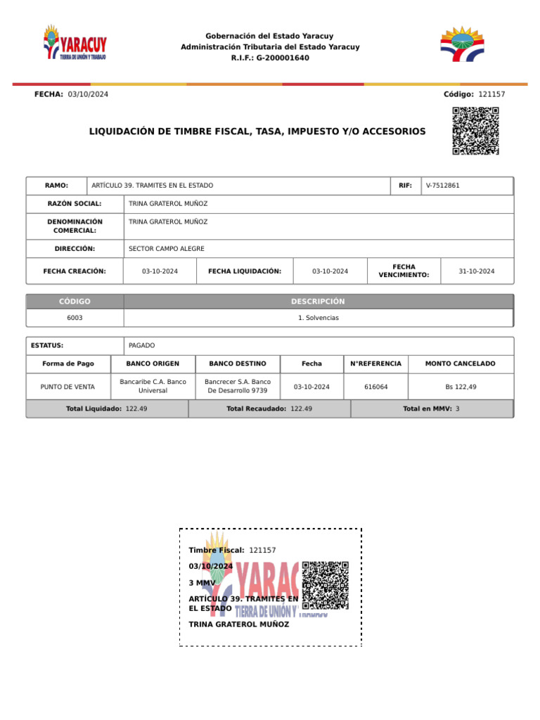 Timbre Fiscal | PDF
