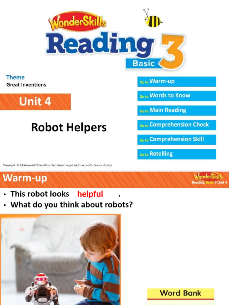 Basic 3 Unit 4 Robot Helpers | PDF
