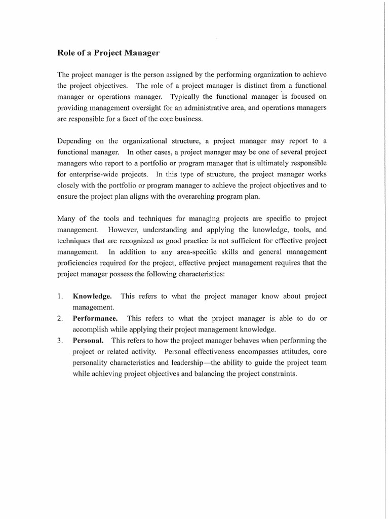 4 - Role of Project Manager | PDF