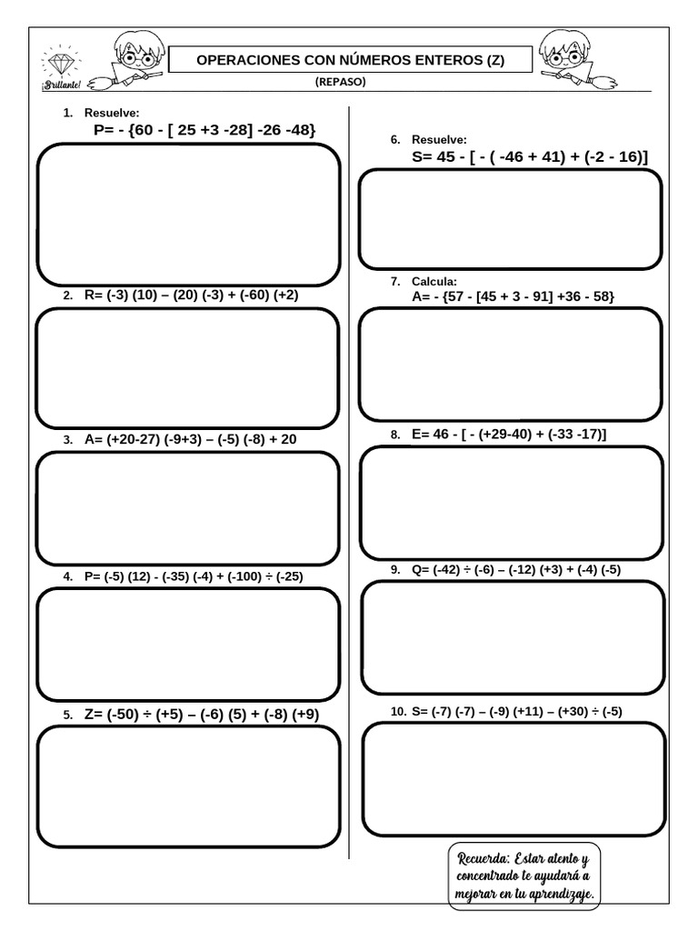 Operaciones Con Números Enteros II - Avanzado | PDF