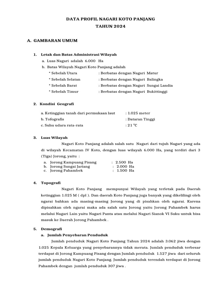 Profil Nagari 2024-1 | PDF