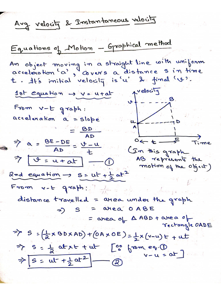 Notes Motion in 1D Class11 | PDF