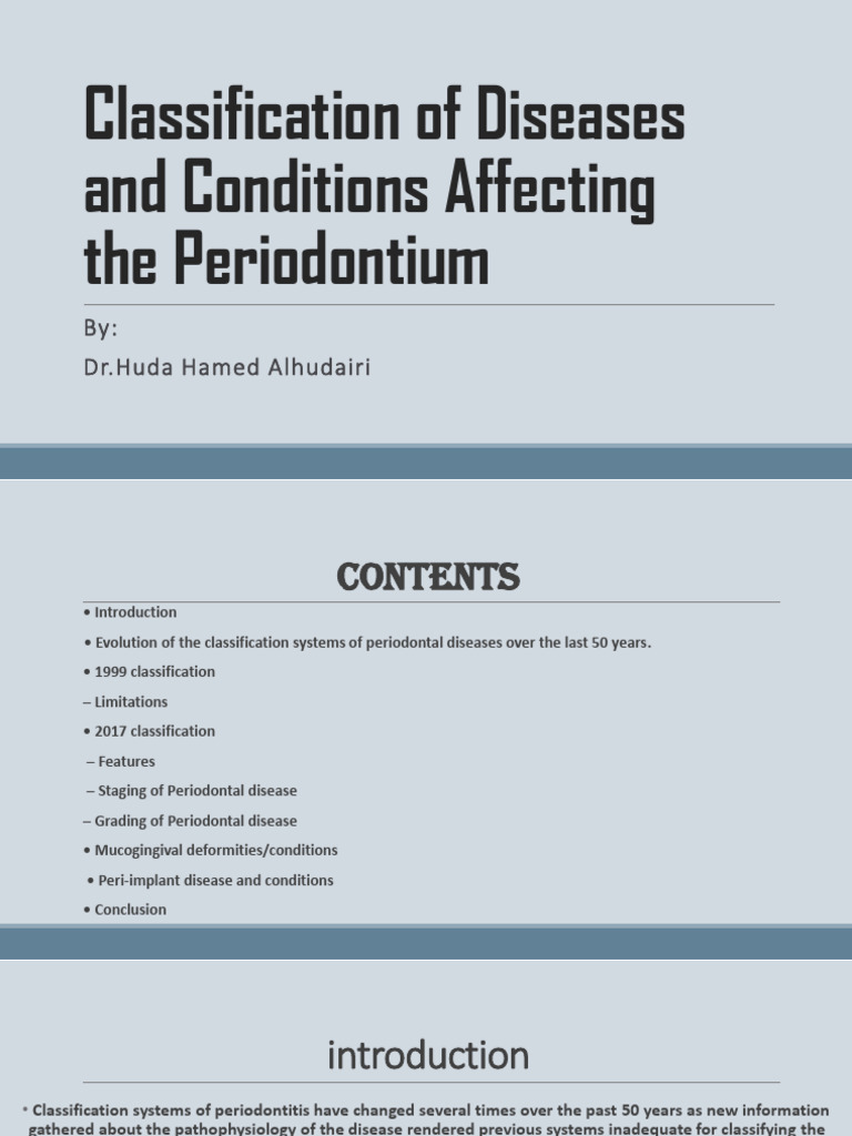 Periodontal Classification Lec. | PDF | Periodontology | Medical Specialties