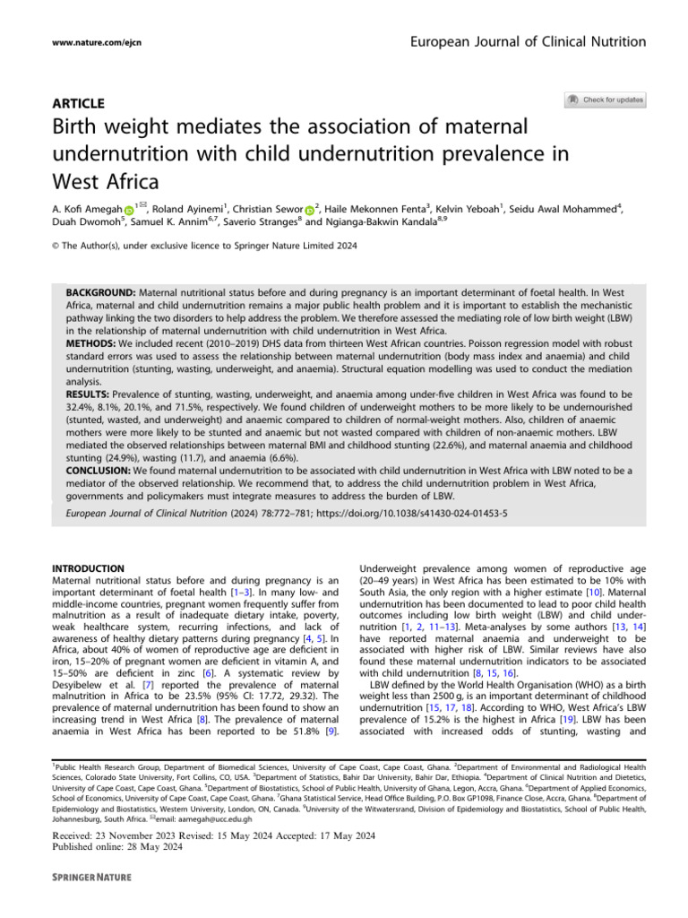 New Paper5 | PDF | Malnutrition | Human Nutrition