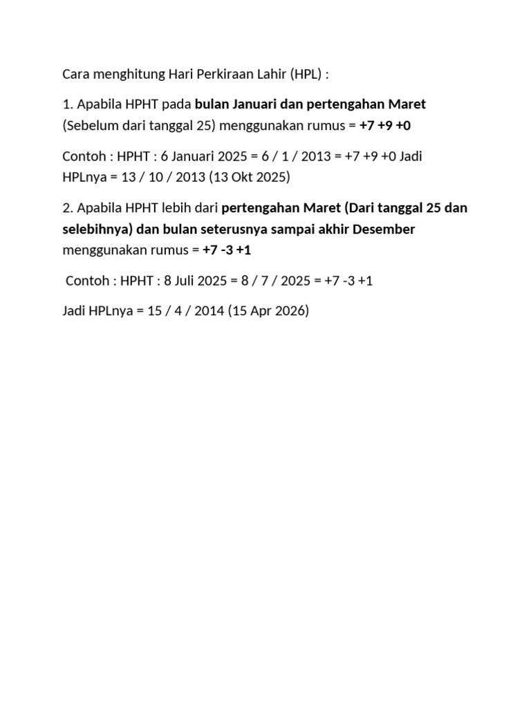 Cara Menghitung Hari Perkiraan Lahir | PDF