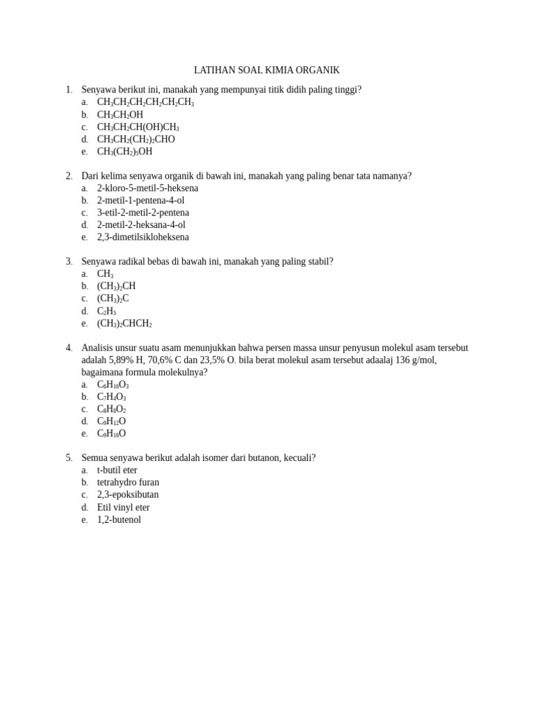 Latihan Soal Kimia Organik | PDF