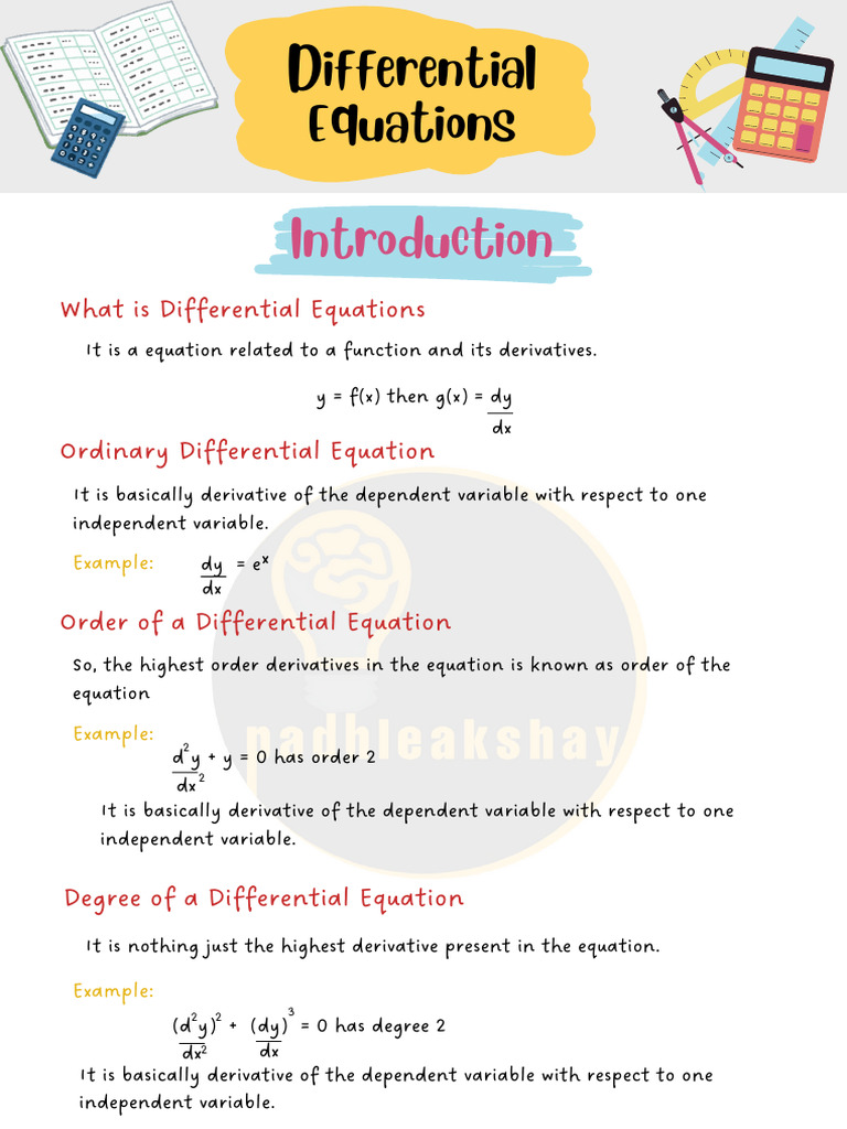 CHAPTER 9 - Differential Equations | PDF | Equations | Variable ...