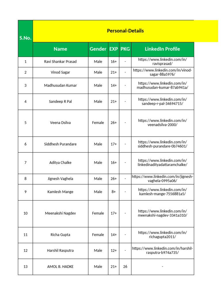 Mumbai Professional Profiles Summary | PDF