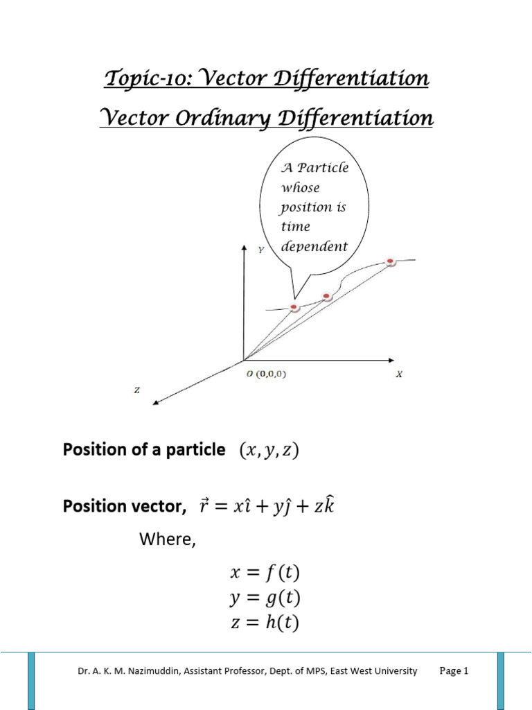 MAT104 Vector Differentiation | PDF | Acceleration | Calculus