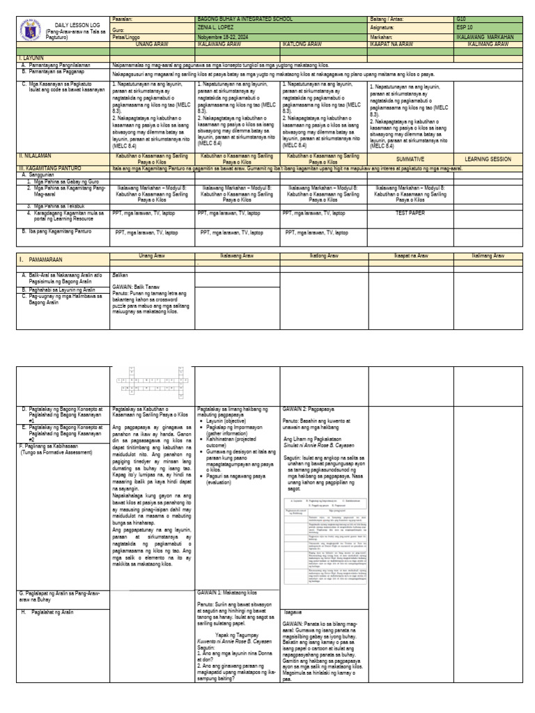 Esp 10 Q2 Nov 18-21, 2024 | PDF