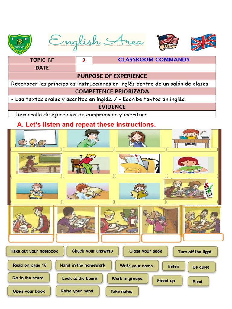 Worksheet-Classroom Commands Nro 2 | PDF