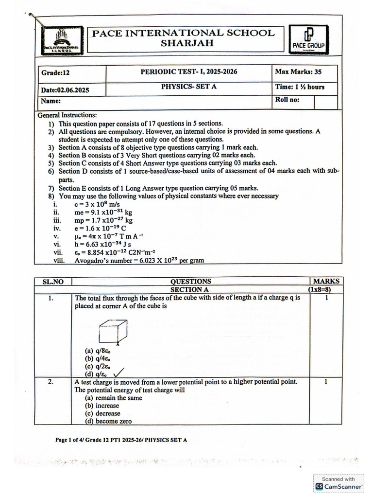 Grade 11 Physics Pt1 Set A | PDF