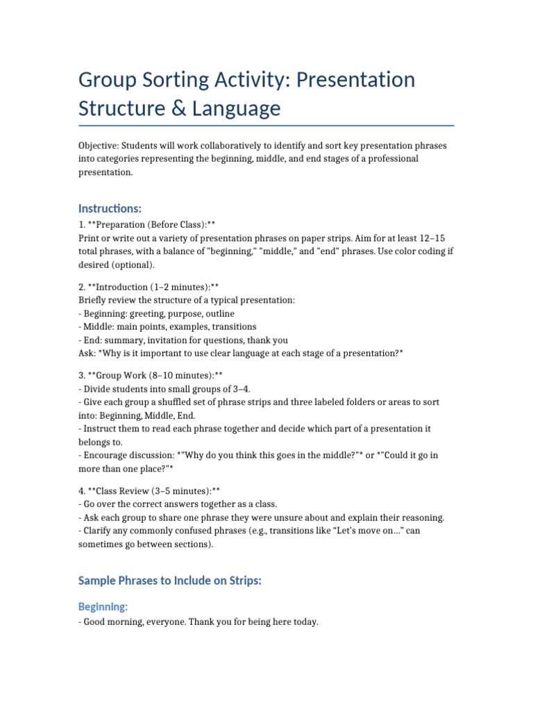Group Sorting for Presentation Phrases | PDF