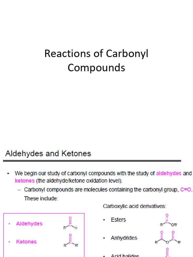 Reactions of Carbonyl Compounds Presentation | PDF