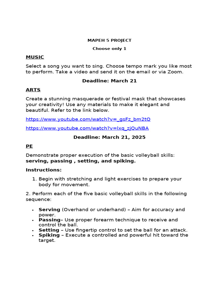 MAPEH 5 PROJECT 4th GRADING | PDF