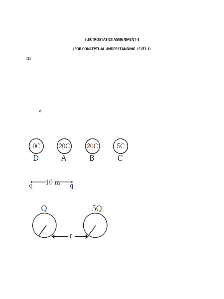 Electrostatics Assignment 1 | PDF | Force | Classical Mechanics