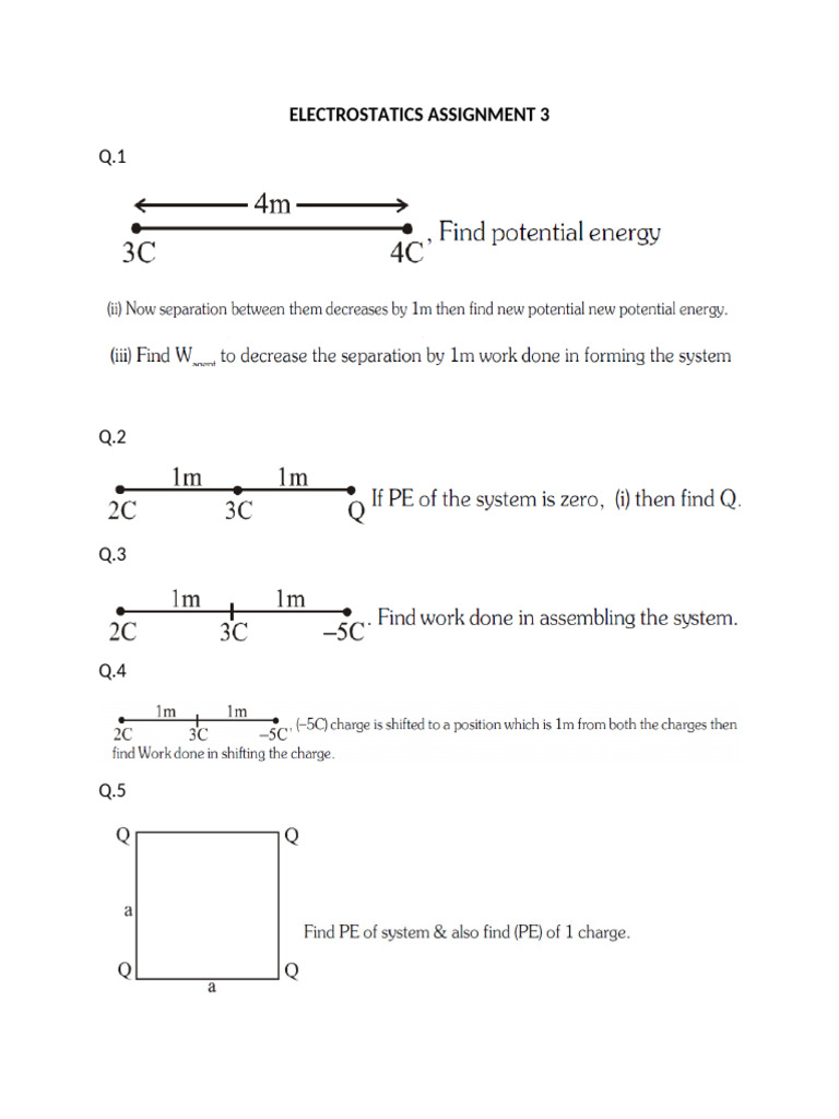 Electrostatics Assignment 3 | PDF