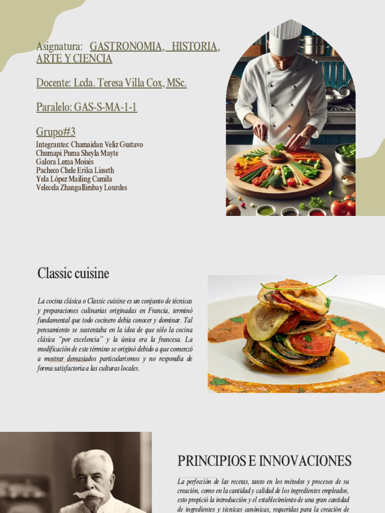 Historia y Principios de la Cocina Clásica | PDF | Cocina francés ...