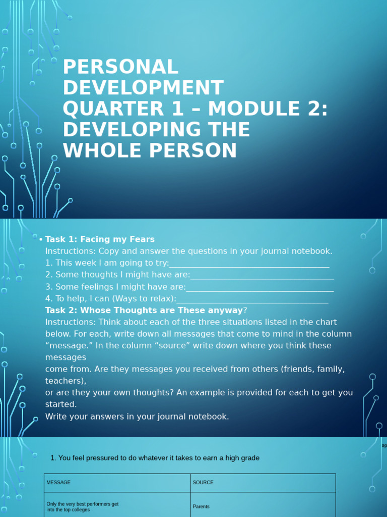 Personal Development Lesson 2 | PDF