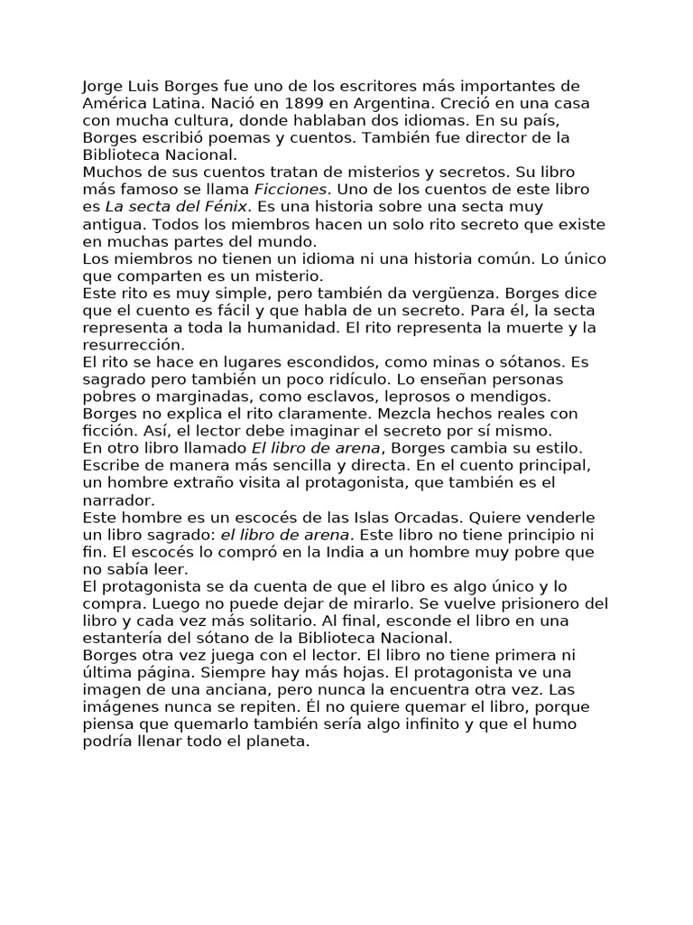 Borges: Misterios en Ficciones y El libro de arena | PDF