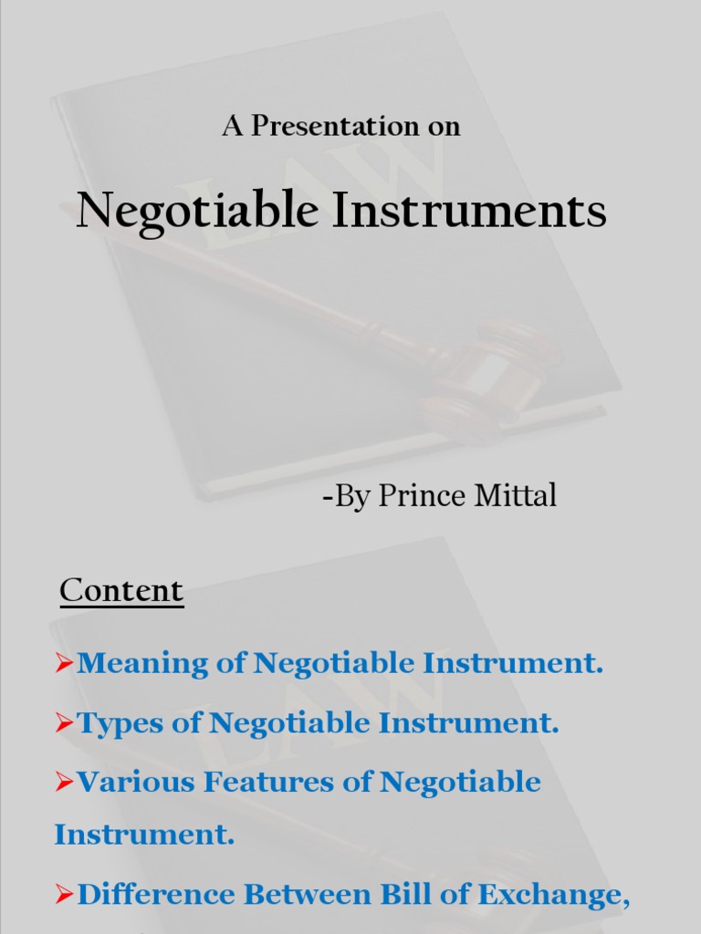Negotiable Instruments | PDF | Negotiable Instrument | Cheque