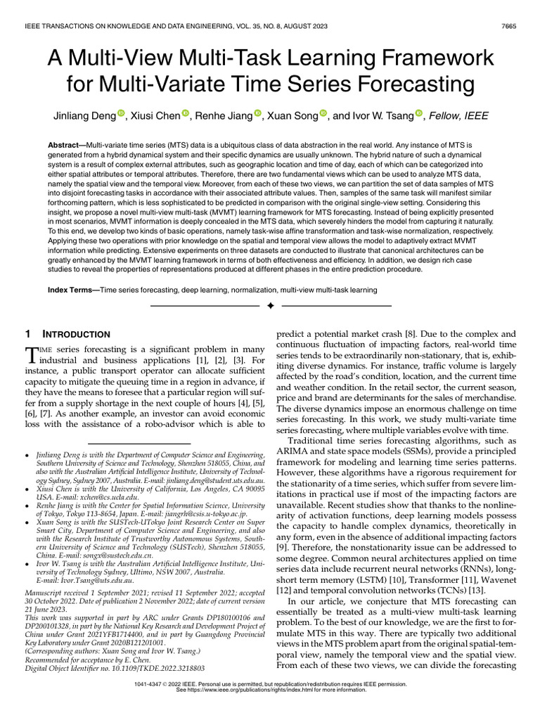 A Multi-View Multi-Task Learning Framework For Multi-Variate Time ...