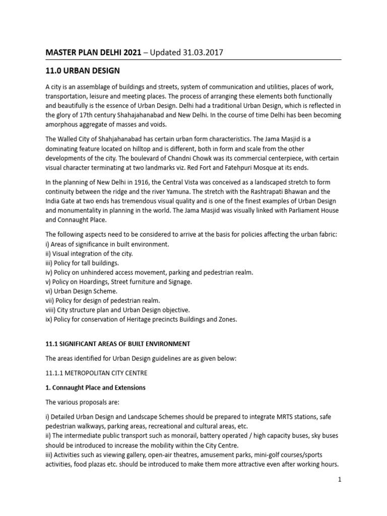 Master Plan Delhi 2021 - 31.03.2017 CH 11 - Urban Design | PDF | Road ...