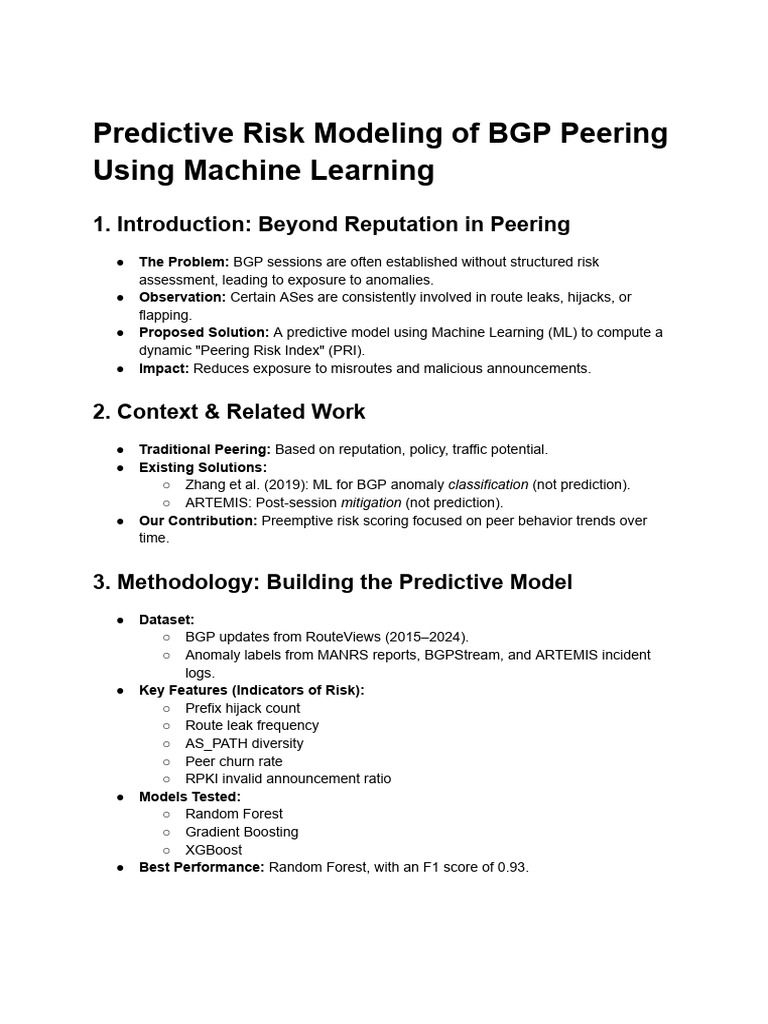 Predictive Risk Modeling BGO Peering Using ML | PDF | Risk | Machine ...
