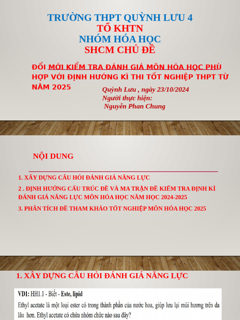 Shcm Tập Huấn Kiểm Tra Đánh Giá Theo Năng Lực Môn Hóa Học | PDF