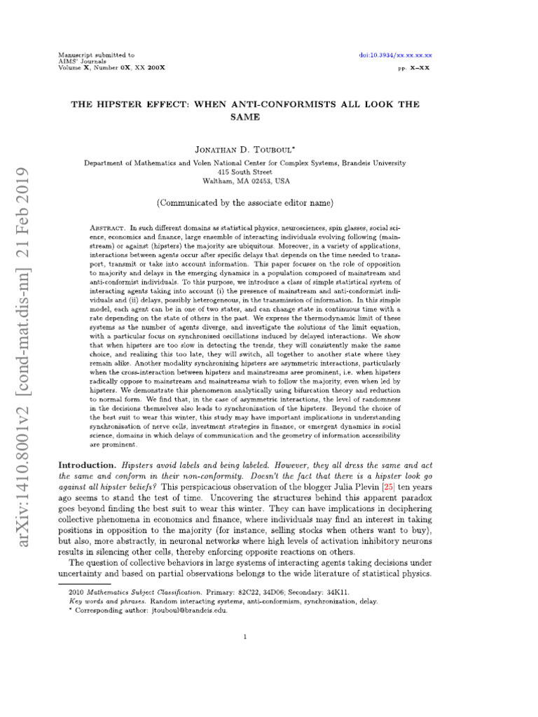 The Hipster Effect When Anti Conformists All Took The Same | PDF