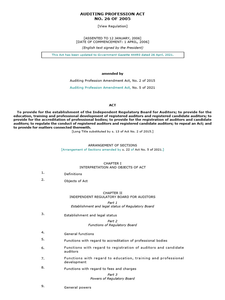 APA Amended Act 5 of 2021 | PDF | Audit | Justice