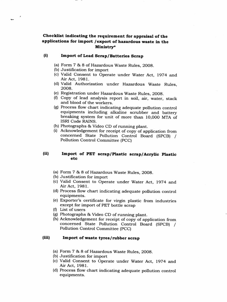 Checklist Hazardous Waste | PDF | Pollution