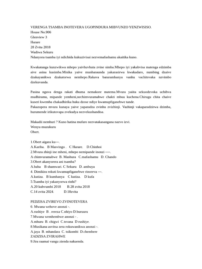 Shona 4 Finali Paper 1 2024 | PDF | Chess Openings | Chess Theory