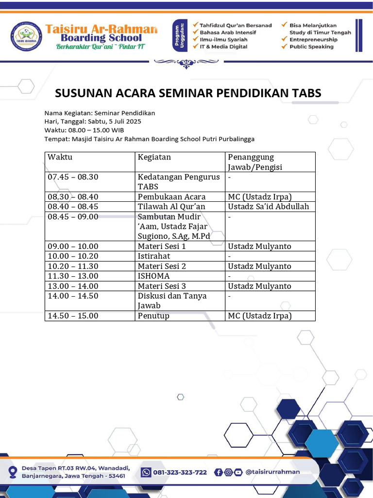 Susunan Acara Seminar Pendidikan | PDF