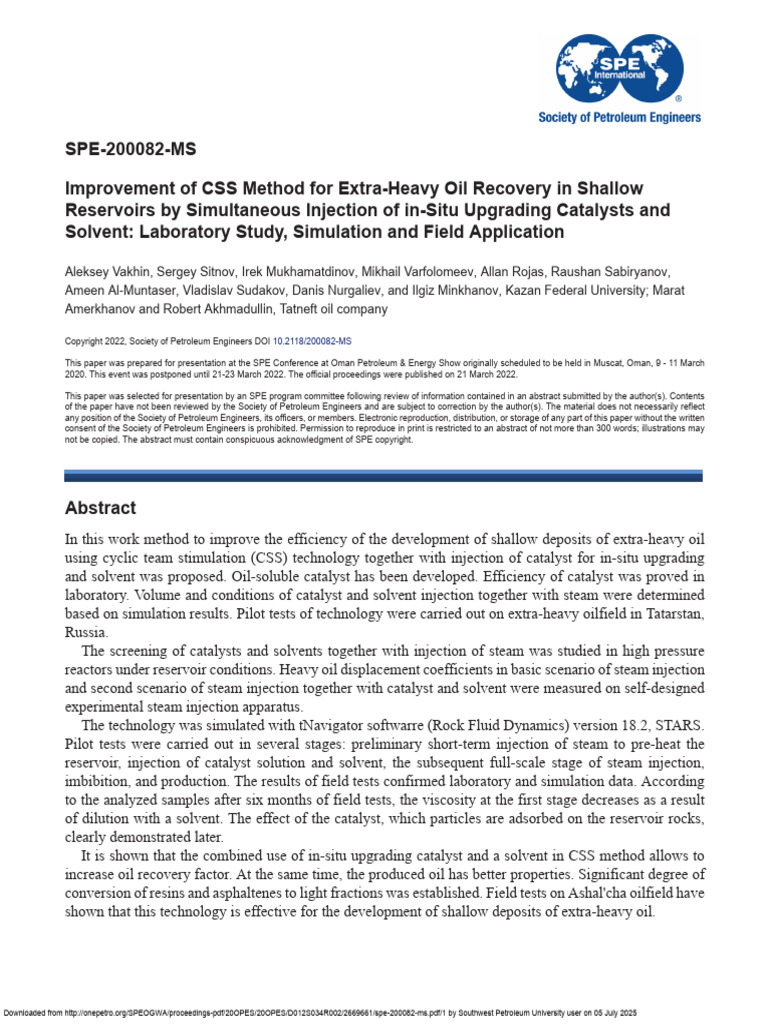 2022.improvement of CSS Method For Extra-Heavy Oil Recovery in Shallow ...