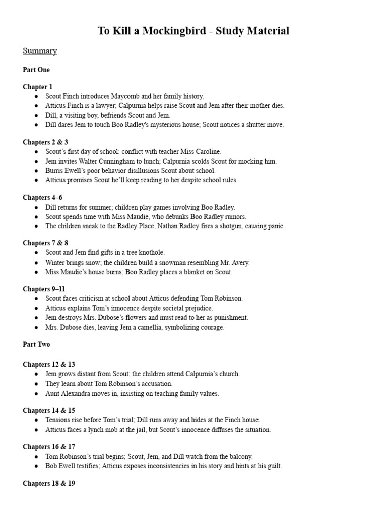 To Kill A Mockingbird - Study Material PDF | PDF | To Kill A ...