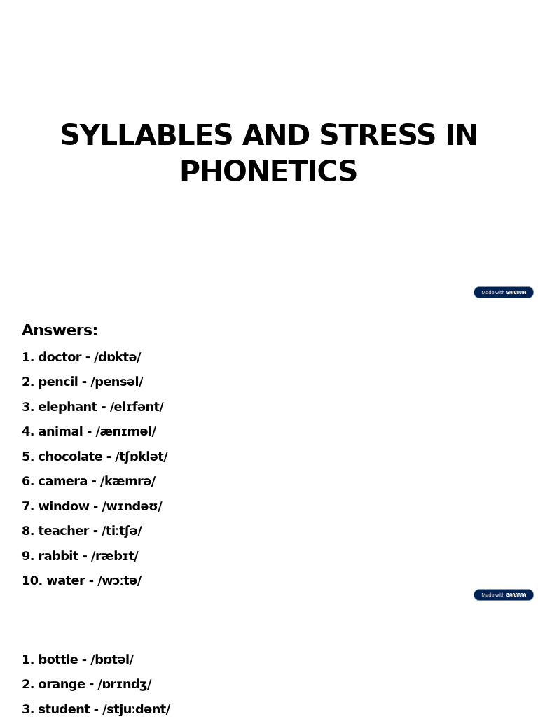 Syllables and Stress in Phonetics | PDF | Syllable | Stress (Linguistics)