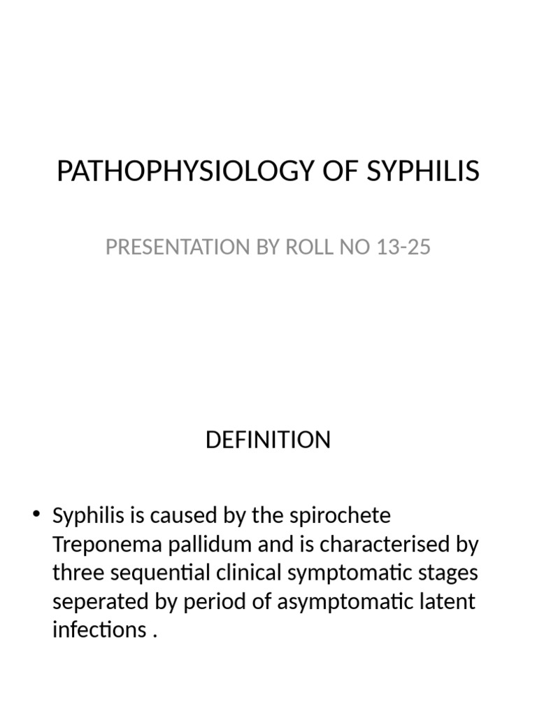 Pathophysiology of Syphilis | PDF