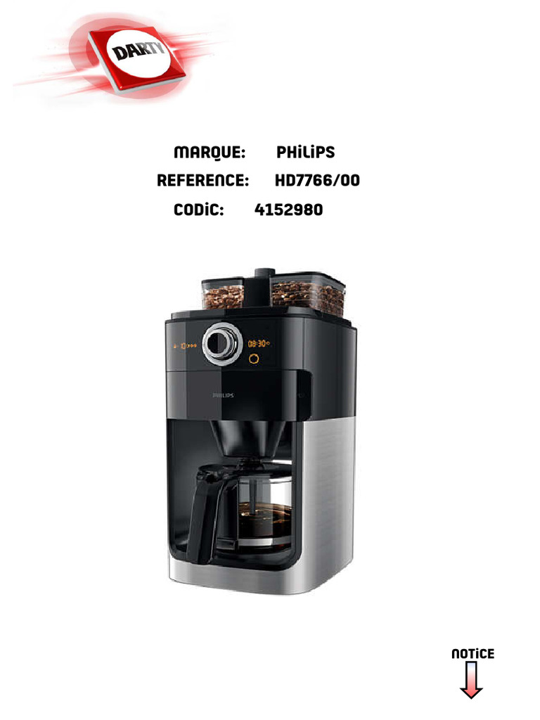 Mode d'emploi cafetière Philips HD7766 | PDF | Café | Vinaigre