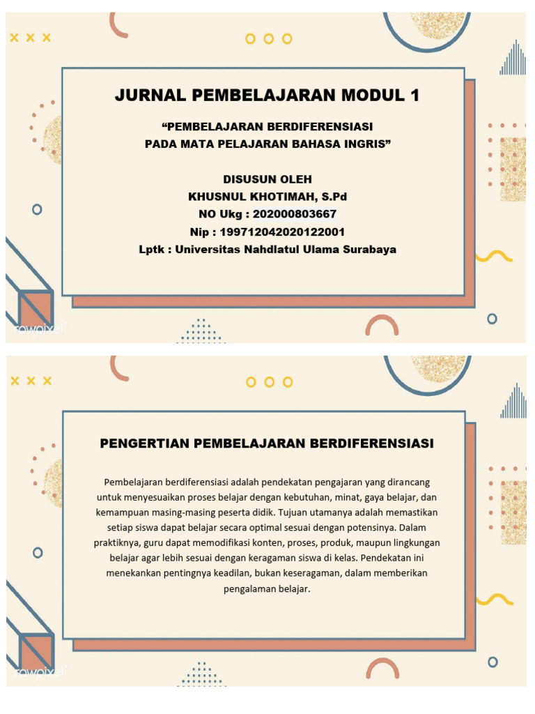 Khusnul Khotimah 202000803667 Pembelajaran Berdiferensiasi | PDF
