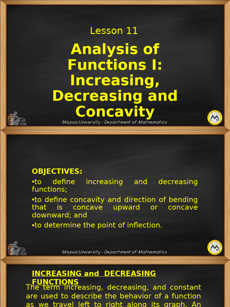 Lesson 11 Analysis of Functions I Increasing, Decreasing and Concavity | PDF | Tangent | Slope